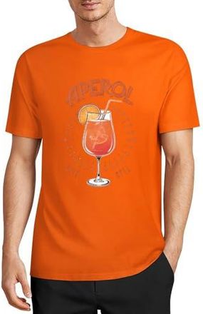 Generic Aperol Spritz T-shirt à manches courtes pour homme, design amusant Aperol, T-shirt rétro minimaliste pour les soirées apéritives et le carnaval, Orang