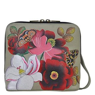 Anuschka zippé, Dreamy Blossoms Petit Sac à bandoulière en Cuir véritable Peint à la Main Femme, Fleurs de rêve, Taille Unique