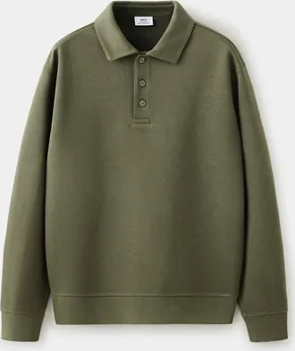 Mango Sweat &agrave; col polo coupe regular fit kaki - Homme - XXL - MANGO MAN