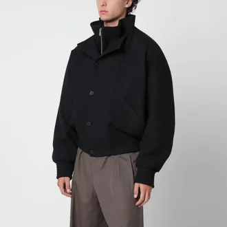 Jacquemus Dunkelgraue Bomberjacke aus Wollmischung