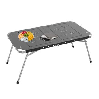 Generico Klapptisch mit Tablett, leichtes und tragbares K&uuml;chenwerkzeug aus Aluminiumlegierung, Beistelltisch f&uuml;r drau&szlig;en und Camping, f&uuml;r Familientreffen, Pick