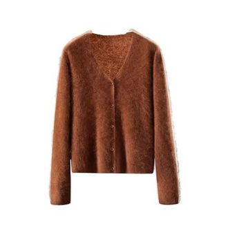 Generic Cardigan en laine de mouton et cachemire sans couture pour femme Col en V Manches longues Tricot &agrave; simple boutonnage, Mokamusi, Taille S