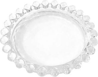 Holibanna Perlrand Glasplatte Salatteller Transparente Glasplatte F&uuml;r Snacks Und Fr&uuml;hst&uuml;ck Hitzebest&auml;ndig Mikrowellengeeignet Eleganter Vintage Stil Vielseitige