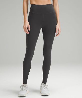 lululemon Fast and Free Leggings mit hohem Bund 5 Taschen für Frauen - 71 cm - Größe 12 in Graphite Grey