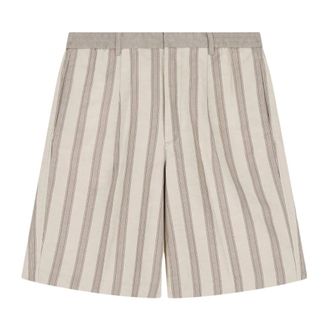 Emporio Armani Viskose- und Leinen-Shorts mit vertikalen Streifen - - Shorts - Herren - Beige - 2XL