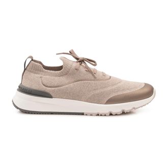 Brunello Cucinelli Gestrickte Sneaker mit Eins&auml;tzen - - Shoes - Herren - Beige - 45 EU