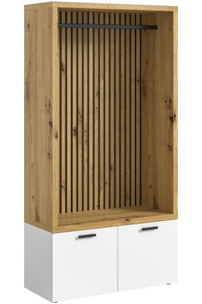 Voleo Garderobe, Weiß, Eiche Artisan, Holzwerkstoff, 106x200x47 cm, Garderobe, Garderoben-Sets & Serien