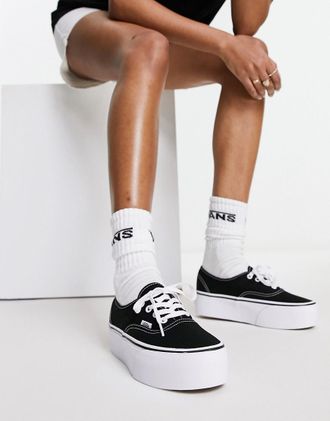 Vans Authentic - Stackform Platform - Sneaker in Schwarz und Wei&szlig;