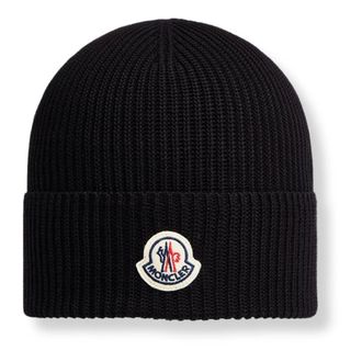Moncler Homme, Accessoires, Noir, Taille: ONE Size Ribbed Beanie