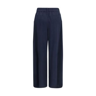 Brunello Cucinelli Cotton-Blend Straight-Leg Trousers - Navy