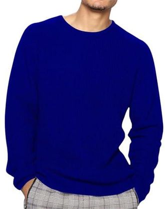 Generic DENGJIAMY Sweats unis pour hommes, t-shirts classiques basiques et décontractés pour lautomne, hauts pour hommes, grande taille, pull uni, col rond, c