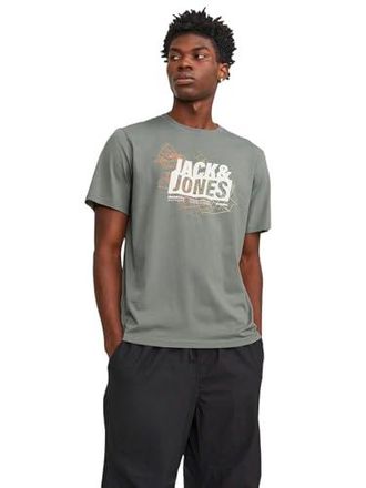 Jack & Jones Jcomap Logo SS Crew Neck Sn T-Shirt, Agave Green, XS Homme