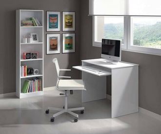 Dmora Dayton Schreibtisch, Büroschreibtisch mit Regal, Arbeitstisch für PC für Büro oder Schlafzimmer, Arbeitstisch, 90 x 54 x 79 cm, Weiß