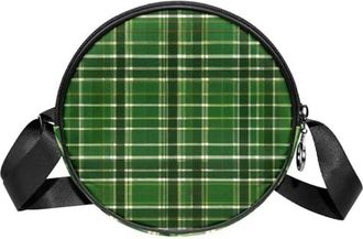 Generic Sac &agrave; bandouli&egrave;re rond pour femme, sac &agrave; bandouli&egrave;re r&eacute;tro &agrave; carreaux avec fermeture &eacute;clair, bretelles r&eacute;glables, sac &agrave; main rond d&eacute;contract&eacute; pour fem
