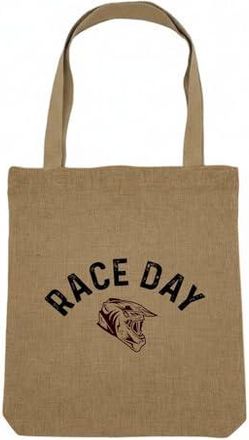 Fabulous Sac Shopping Tote Bag Aspect Lin - Race Day Motocross Moto Cafe Racer Dirt Bike - Sac de Courses Toile Epaisse 360g Beige Naturel Cabas Port&eacute; Epaule S