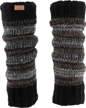 Guru Shop Wollstulpen aus Nepal, Beinstulpen aus Schurwolle Ton in Ton - Grau/braun, Herren/Damen, Synthetisch