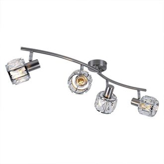 ETC Shop Etc-shop - Plafonnier Plafonnier Spot Spot Spot Lampe de salon, 4 spots orientables Chrome nickel mat, 4x douilles E14, LxH 70x18cm