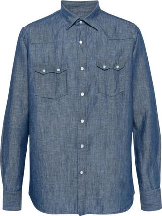Lardini Chemise en chambray &agrave; manches longues - Homme - Chemises - Bleu - Taille: XL