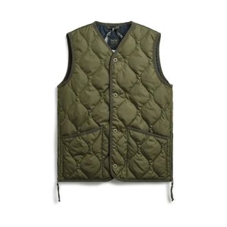 TAION Taion, Homme, Vestes, Vert, Taille: S Gilet militaire &agrave; col en V et boutons