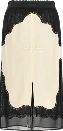 The Attico Lace-Insert Midi Skirt - White