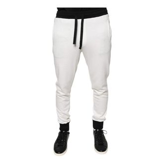 Dolce & Gabbana Wei&szlig;e Baumwoll-Jogger-Sweatpants mit Kordelzug - - Trousers - Herren - Wei&szlig; - S