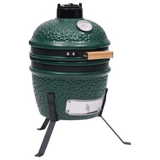 vidaXL Barbecue &agrave; Fumoir Kamado 2-en-1 Gril dExt&eacute;rieur Appareil de Cuisson &agrave; Fumoir Gril de Camping Jardin Arri&egrave;re-Cour C&eacute;ramique 56 cm Vert