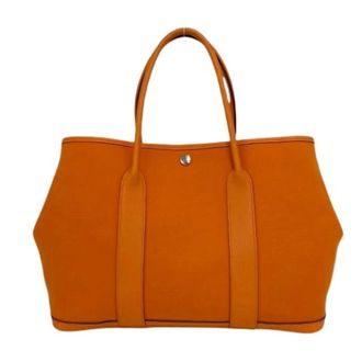 Herm&egrave;s Sac cabas Pre-owned Vintage en Toile Officier - Femme - Pre-owned - Orange - Taille: ONE Size