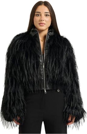 HUGO BOSS Femme, Vestes, Noir, Taille: 38 FR Veste en fourrure synth&eacute;tique