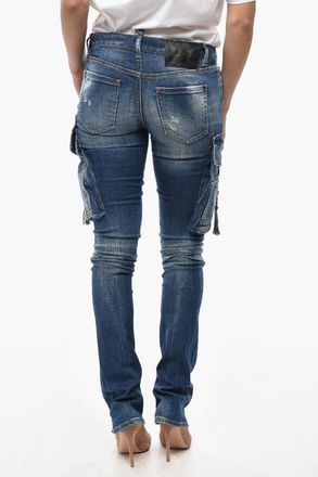 Dsquared2 Cargo Jeans TRUMPET Stretch Denim with Ankle Zip 19cm Dsquared2