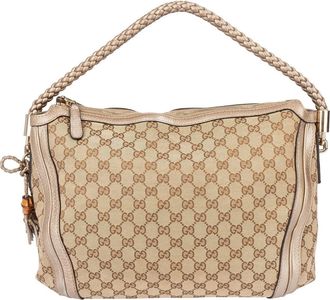 Gucci Crossbody Bags - Gucci GG Monogram Bamboo Handbag - Gr. unisize - in Braun - f&uuml;r Damen