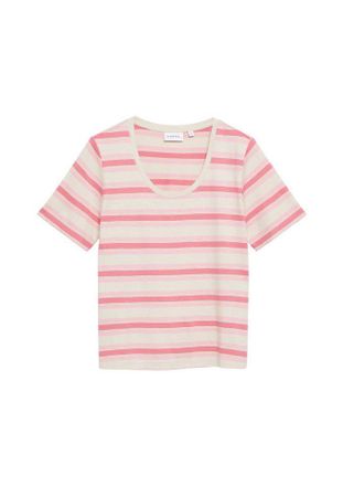 Comma Kurzarmshirt T-Shirt Gestreiftes T-Shirt aus Baumwoll-Modal-Mix