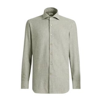 Kiton Flanellhemd aus Baumwolle- Seide und Kaschmir - - Shirts - Herren - Grau - 2XL