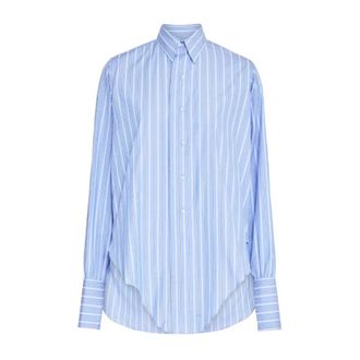 Maison Margiela Gestreiftes Baumwollpopeline-Hemd - - Blouses & Shirts - Damen - Blau - S