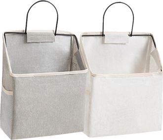 Angoily 2 St&uuml;ck Wandaufbewahrungstaschen aus Sicherem Material Faltbare Wandorganizer In Grau und Wei&szlig; H&auml;ngende Aufbewahrungstaschen f&uuml;r K&uuml;che Schlafzimmer