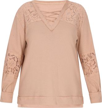 Usha Bluse in gro&szlig;en Gr&ouml;&szlig;en Frauen Aprikose