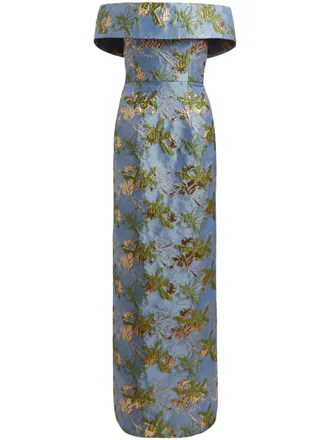 Markarian Seidenkleid mit Brokat - Blau