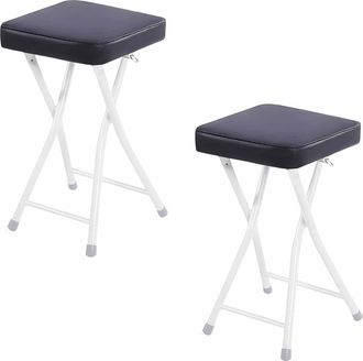 Generic 2 St&uuml;ck Klapphocker, 49 cm Faltbarer Fr&uuml;hst&uuml;ckshocker mit Quadratischer Polsterung, Ohne R&uuml;ckenlehne, K&uuml;chenst&uuml;hle Tresenhocker(Black)