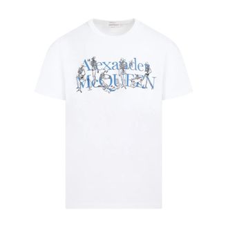 Alexander McQueen Skeleton Logo White T-Shirt - - Tops - Herren - Wei&szlig; - S