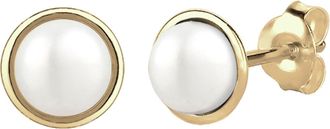 Elli PREMIUM Ohrringe Damen Perlenkugel mit Süßwasserzuchtperle Klassisch in 375 Gelbgold