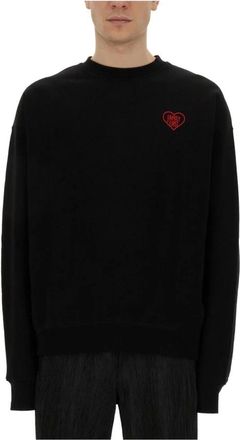 Family Fir$t Milano Family First, Homme, Sweatshirts et sweats &agrave; capuche, Noir, Taille: M SweaT-shirt ras du cou avec logo coeur brod&eacute;