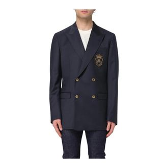 Dolce & Gabbana Crest-bestickter blauer Blazer - - Suits - Herren - Blau - L