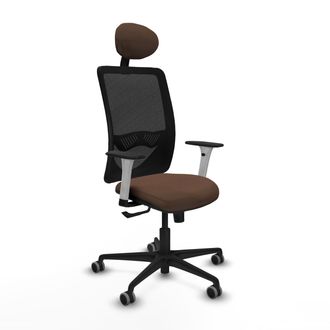 Piqueras y Crespo Brauner Schreibtischstuhl Zulema mit wei&szlig;en und schwarzen Armlehnen, h&ouml;henverstellbarer Lendenwirbelst&uuml;tze und festem Kopfteil, ausgestattet mit 3 Pos