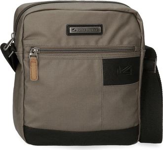 Pepe Jeans London Bremen Umhängetasche für Tablet, Braun, 23 x 27 x 7 cm, Baumwolle mit Details aus Kunstleder