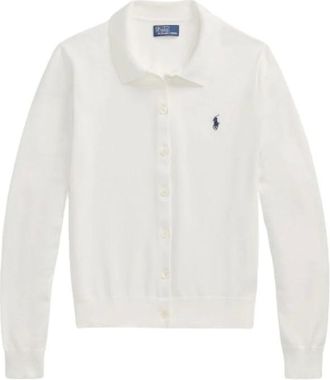 Polo Ralph Lauren Femme, Pulls, Blanc, Taille: 42 FR Gilet en jersey de coton style polo