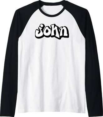 BDAZ John Graffiti Personalisierter Name Schwarz Wei&szlig; Herren Jungen Raglan