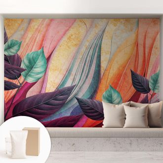 Tulup Carta Da Parati Con Design Moderno - Con Motivi Moderni - Fotomurali In Tnt Soggiorno Camera De Letto Sala Ufficio Foglie Astratte 208x146 Cm