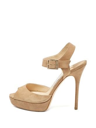 Jimmy Choo London Wildledersandalen mit Plateau - Nude