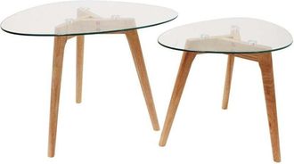 The Home Deco Factory The Home Deco Factory - Tables gigognes galets plateaux en verre tremp&eacute; (Lot de 2)