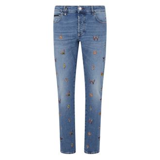 Philipp Plein Bestickte Super Straight Cut Jeans - - Jeans - Herren - Blau - W30