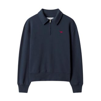 Maison Kitsun&eacute; Profile Fox Zipped Polo Sweatshirt - - Sweatshirts & Hoodies - Herren - Blau - L